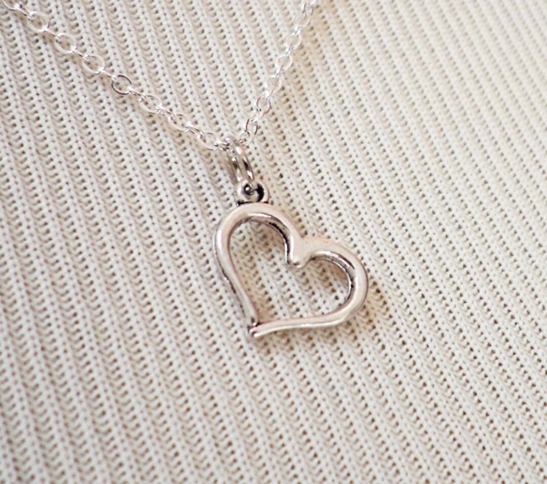 Heart Necklace, Charm Necklace, Tiny Necklace, Delicate Necklace, Heart ...