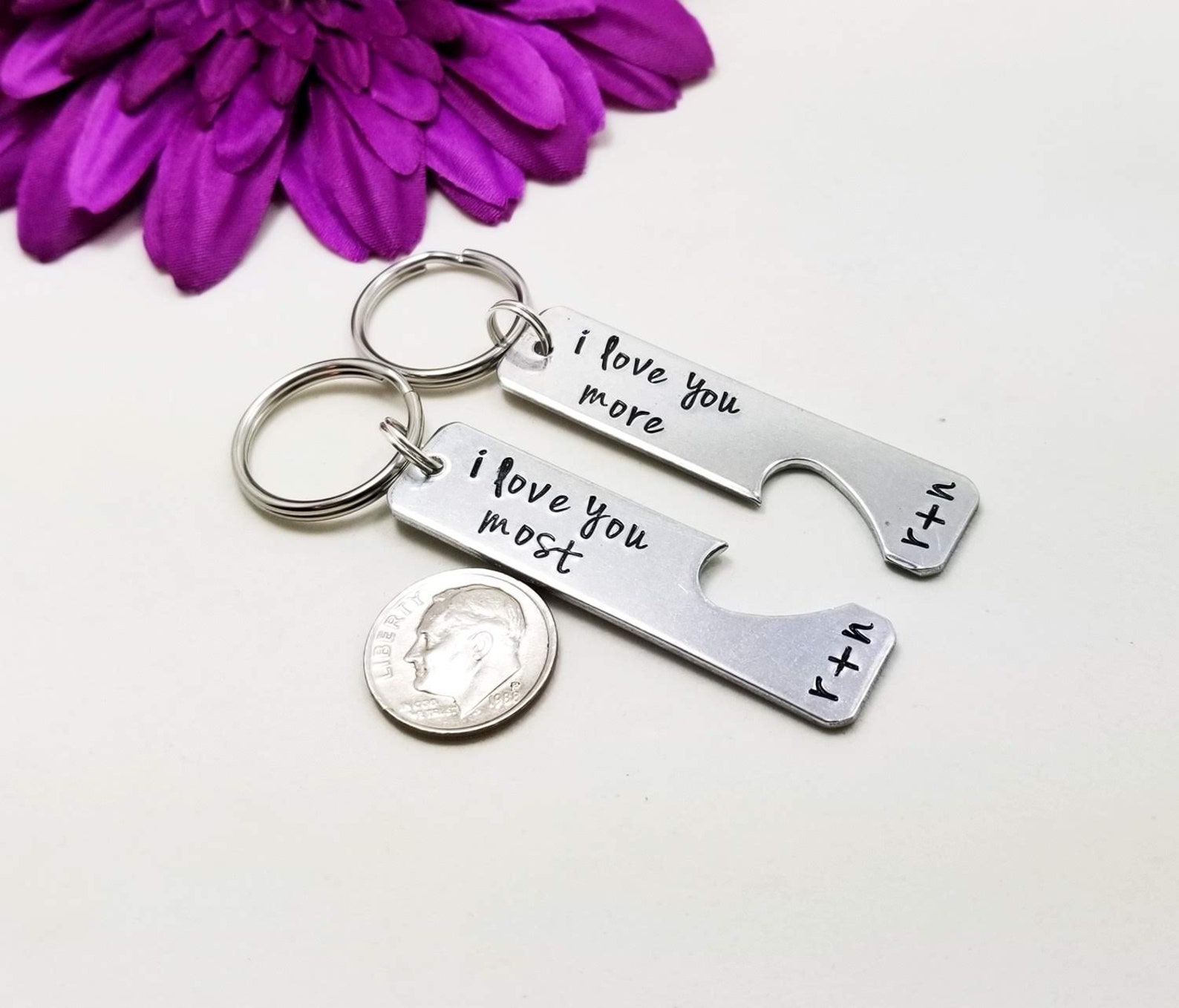 I Love You Keychain I Love You More Keychain Engraved | Etsy