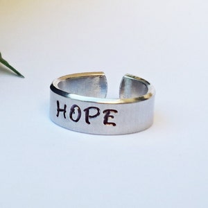Hope Ring, Personalized Ring, Inspirational Ring, Hand Stamped Ring ...