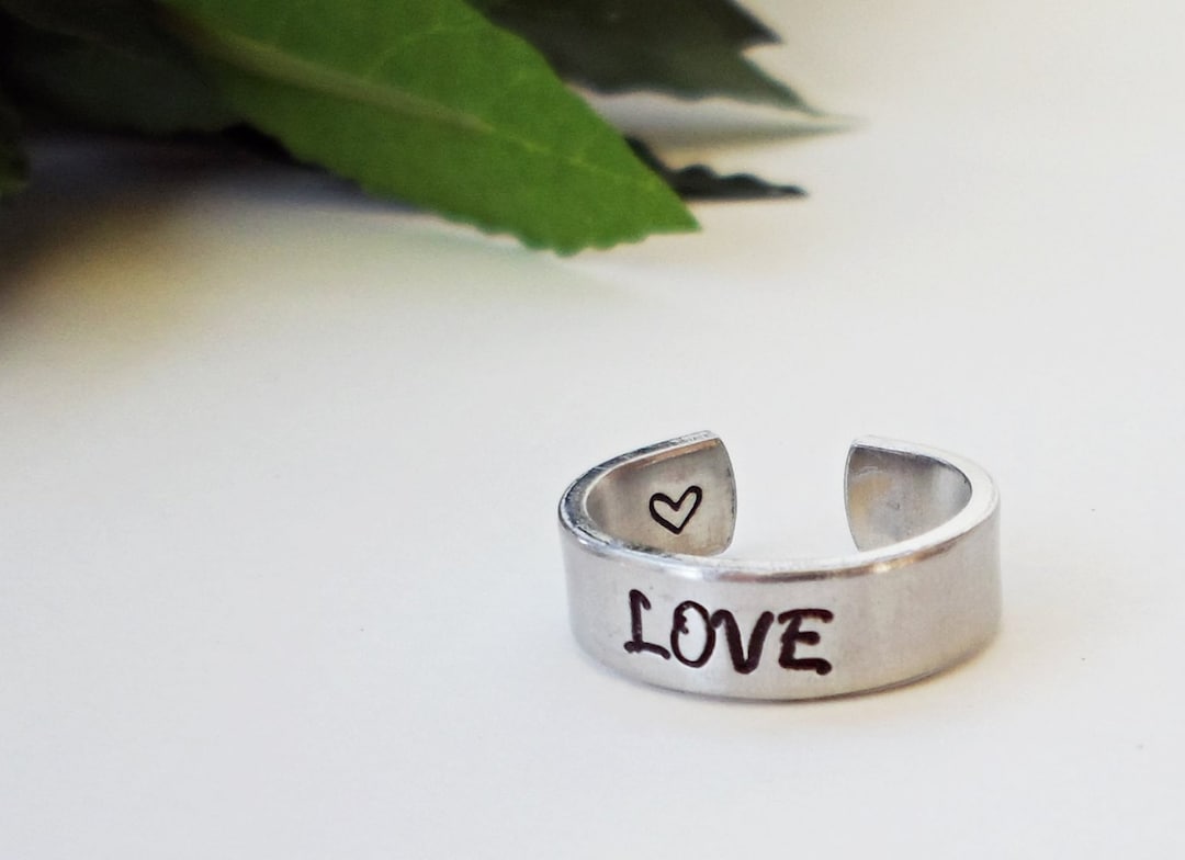 Love Ring, Personalized Ring, Promise Ring, Handstamped Ring ...