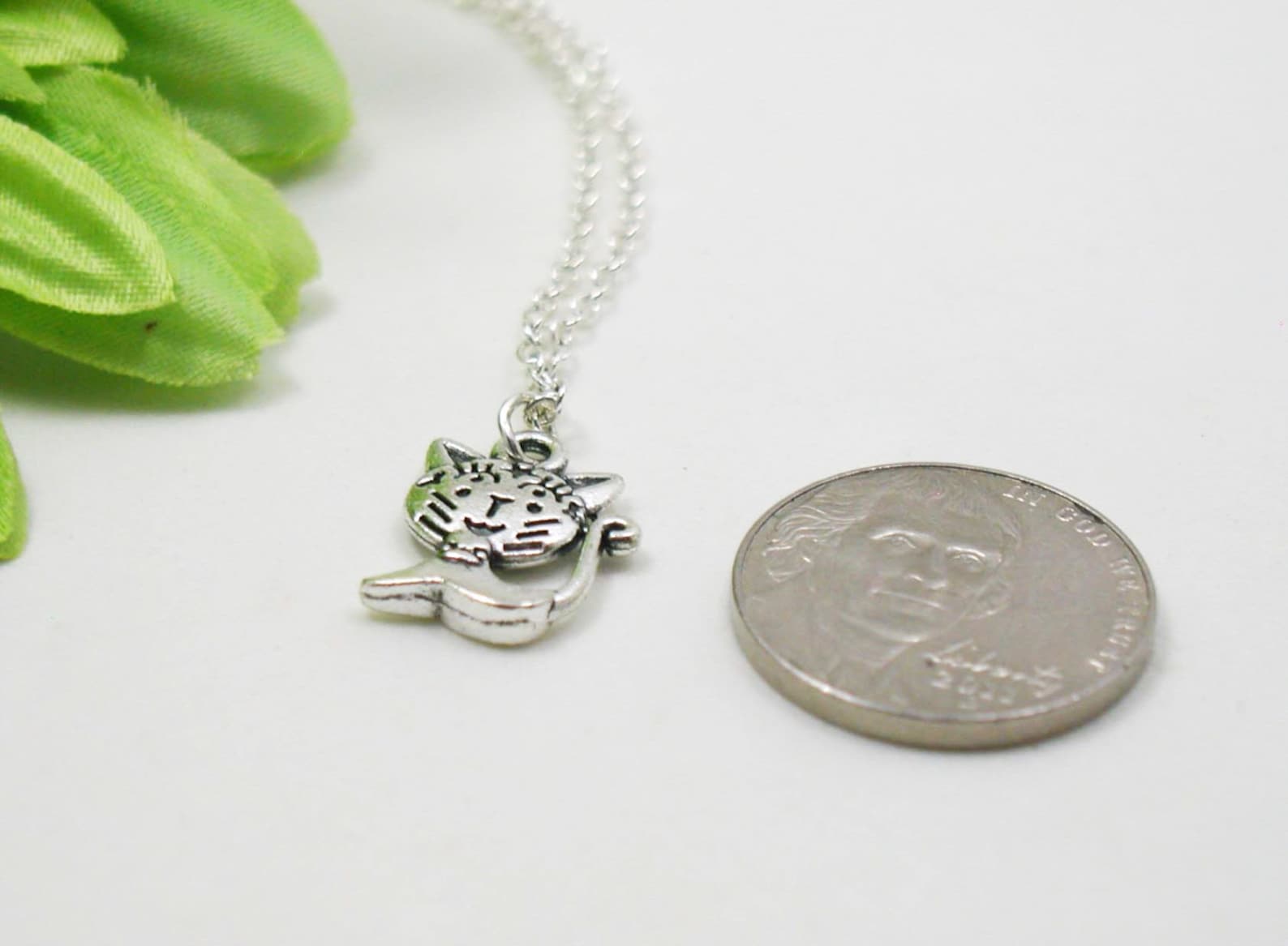 Cat Necklace Charm Necklace Cat Pendant Silver Cat Cat - Etsy