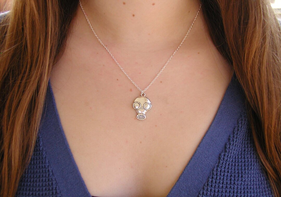Gas Mask Necklace, Charm Necklace, Gothic Gas Mask, Gas Mask Charm ...