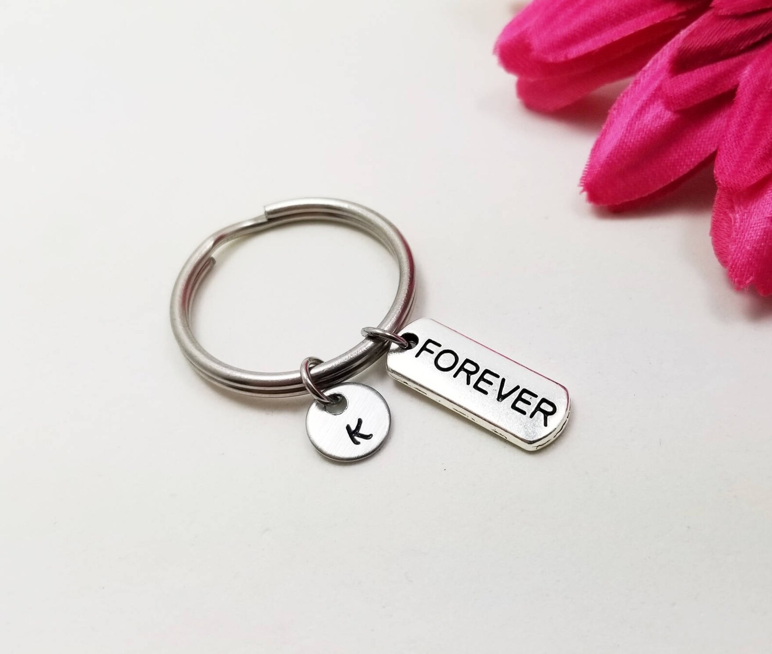 Forever Keychain Forever Key Chain Initial Keychain | Etsy