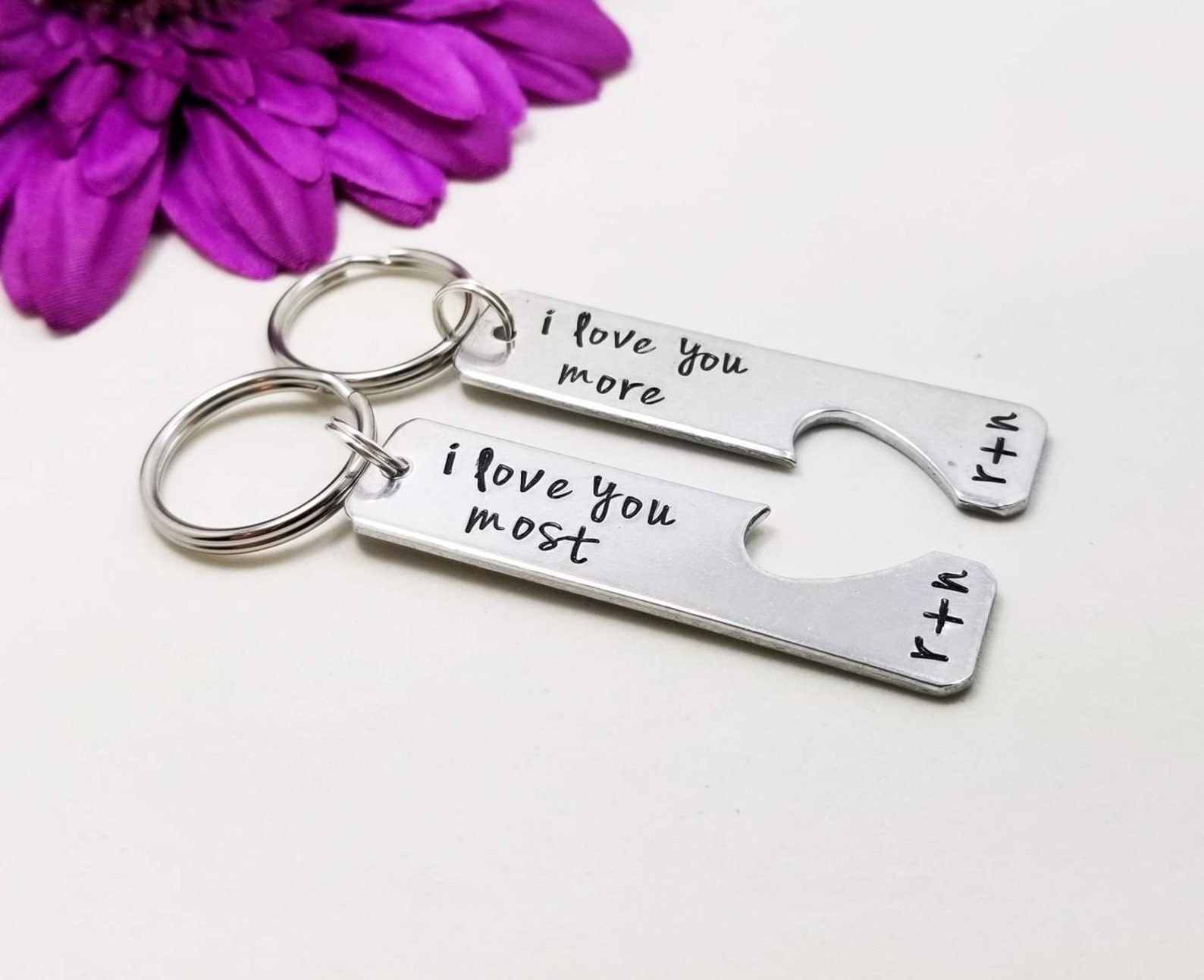 I Love You Keychain I Love You More Keychain Engraved | Etsy