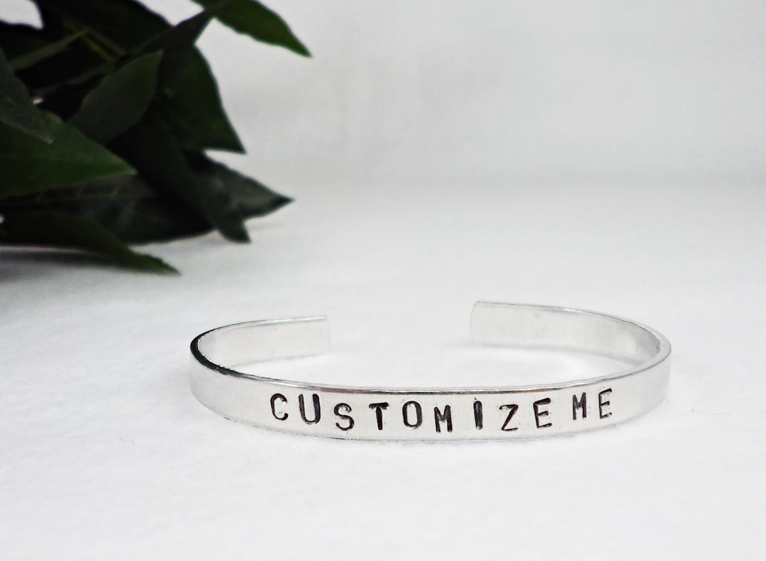 Custom Bracelet Cuff, Personalized Bracelet, Custom Cuff, Stamped Cuff ...