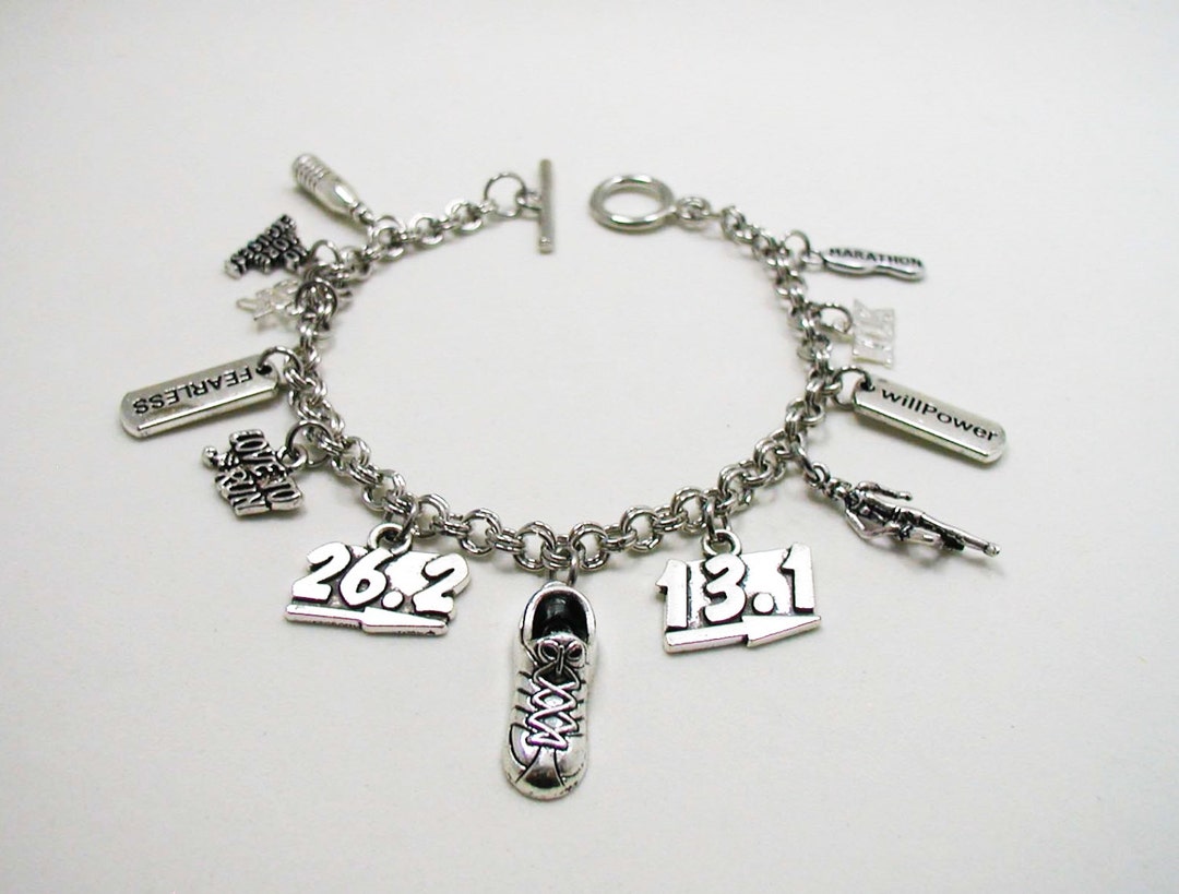 Marathon Charm Bracelet, Marathon Bracelet, Runner Charm Bracelet ...