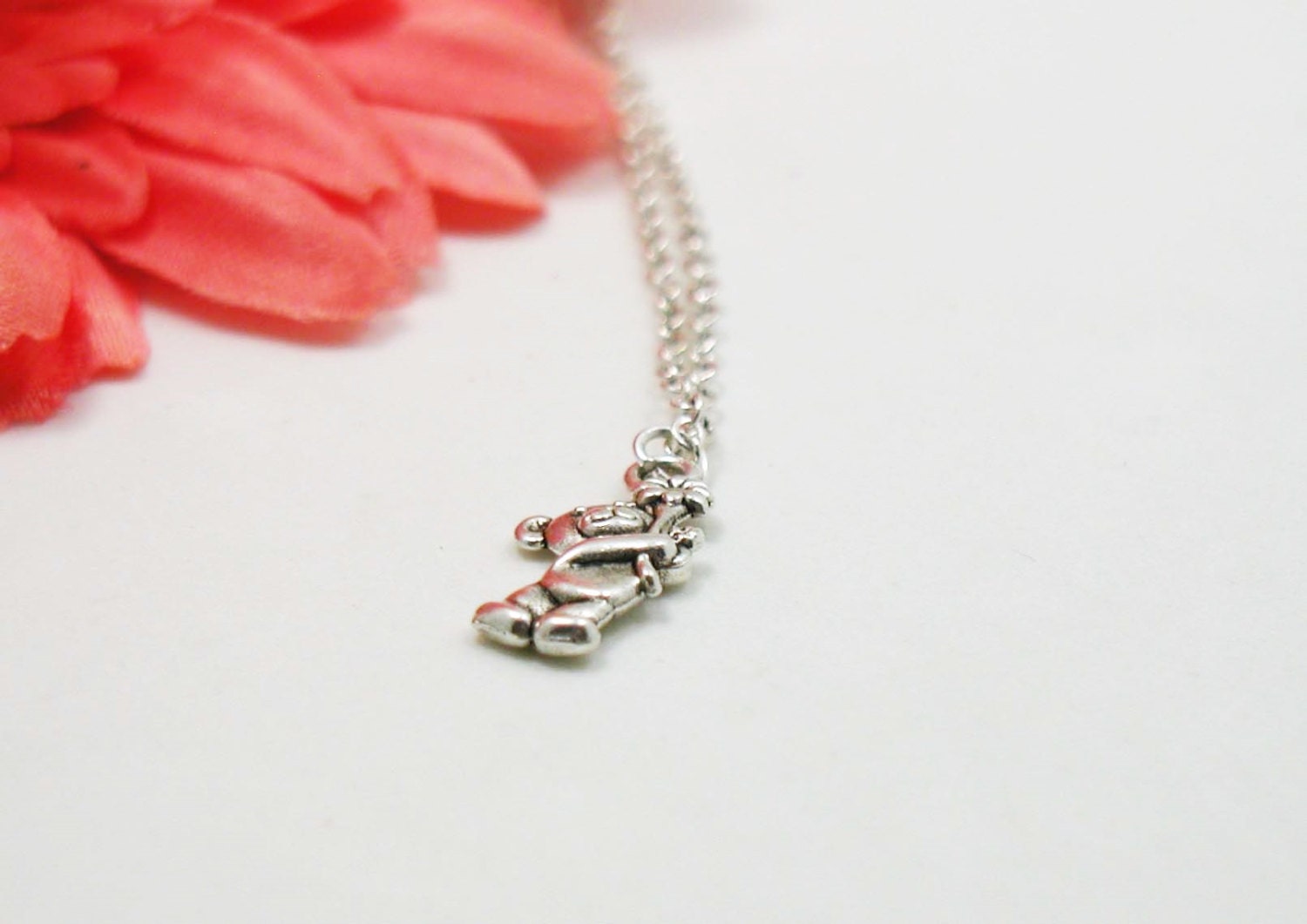 Teddy Bear Necklace, Teddy Bear Pendant, Silver Teddy Bear, Bear ...