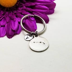 Aries Keychain, Zodiac Key Chain, Initial Keychain, Personalized ...