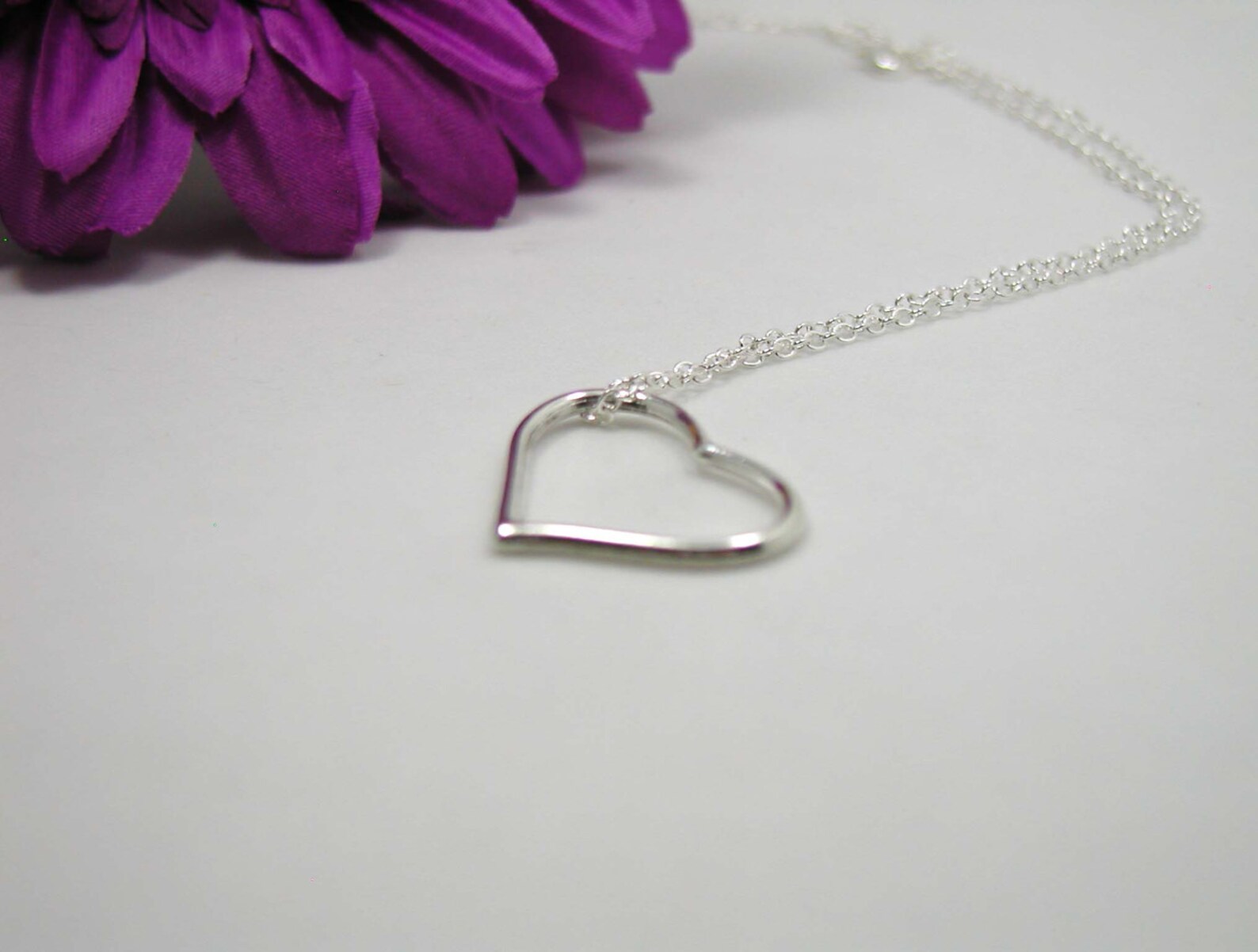 Heart Necklace Charm Necklace Heart Pendant Silver Heart - Etsy UK