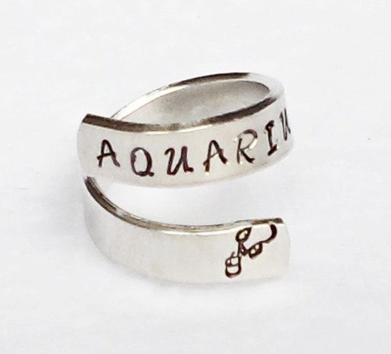 Aquarius Personalized Zodiac Ring Personalized Ring - Etsy