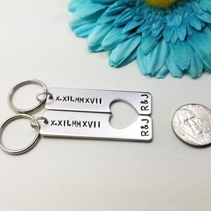 Roman Numeral Keychains, Engraved Keychains, Anniversary Keychain Gift ...