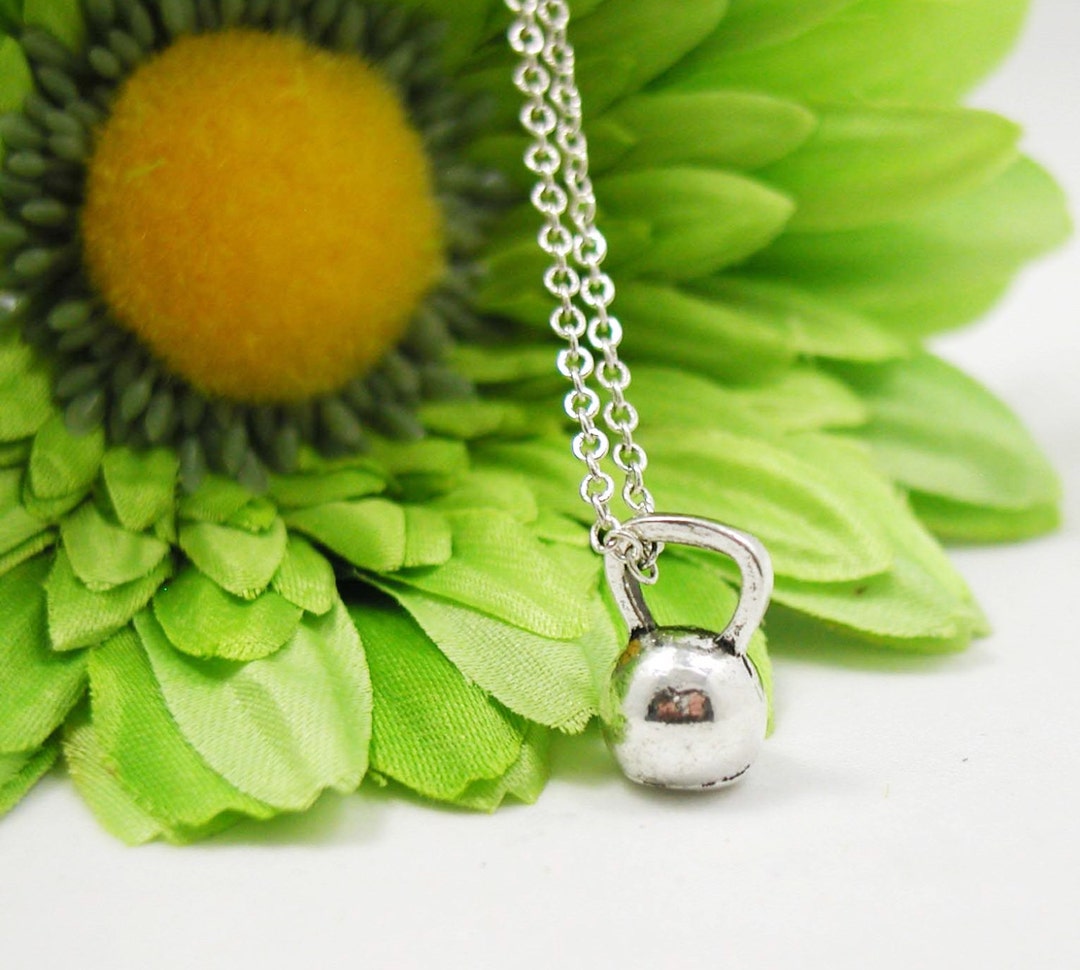 Silver Kettlebell Necklace, Fitness Charm, Exercise Jewelry, Kettlebell ...