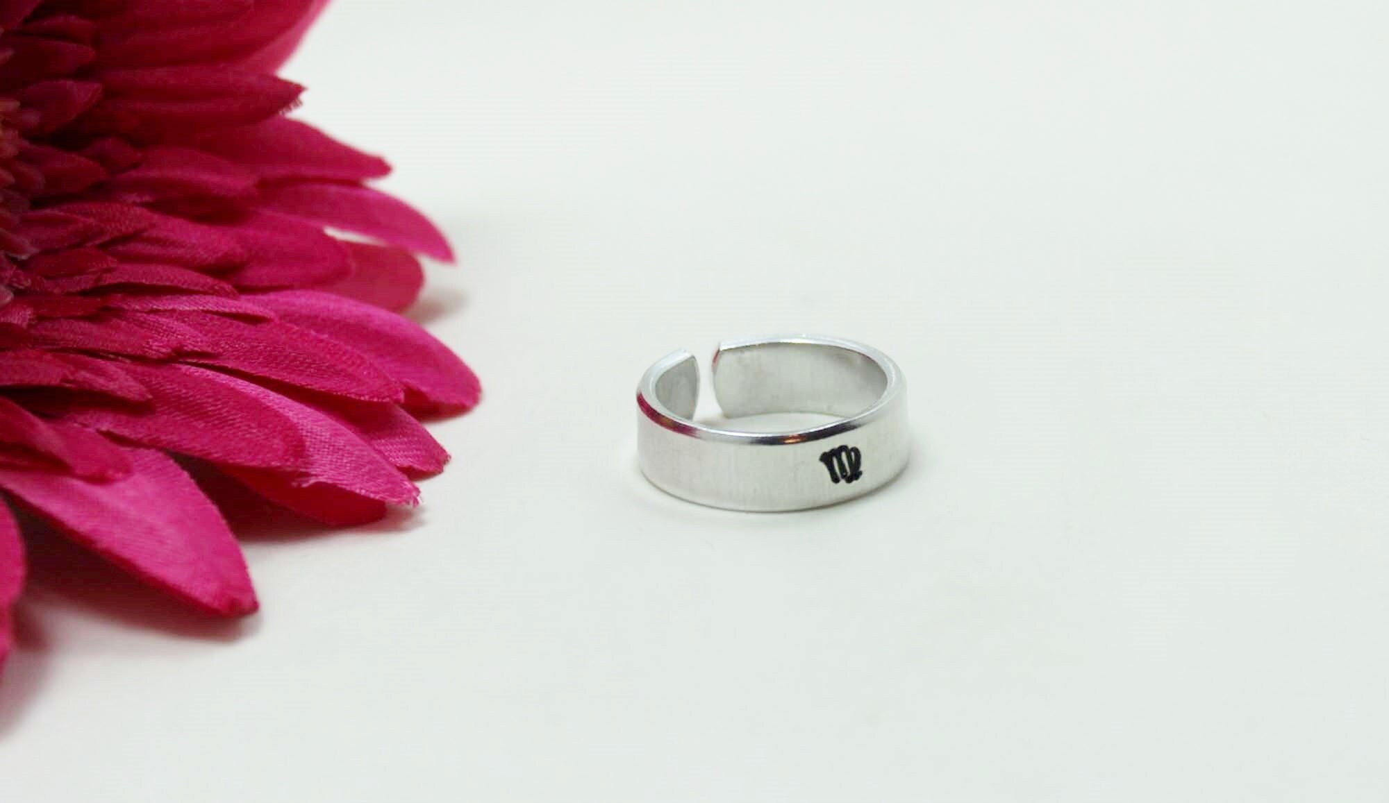 Virgo Ring Personalized Ring Adjustable Ring Handstamped | Etsy