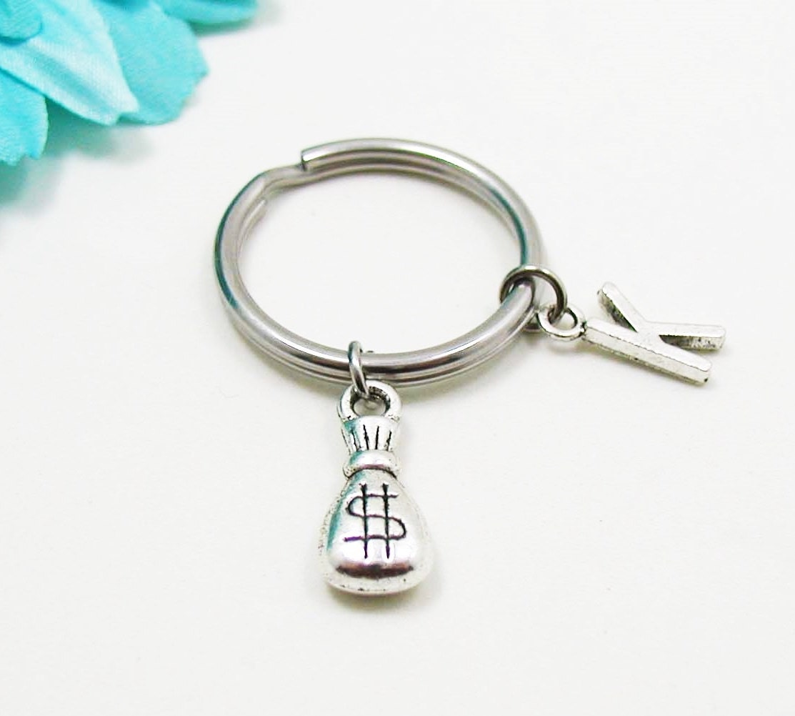 Silver Moneybag Keychain Money Purse Keychain Initial - Etsy
