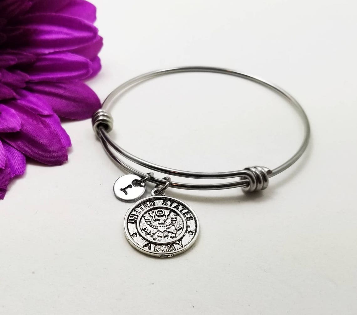 Army Bangle Army Bracelet Initial Bracelet Personalized | Etsy
