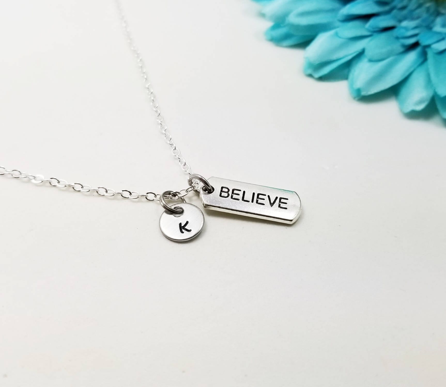 Believe Necklace, Blessed Pendant, Inspirational Necklace, Faith ...