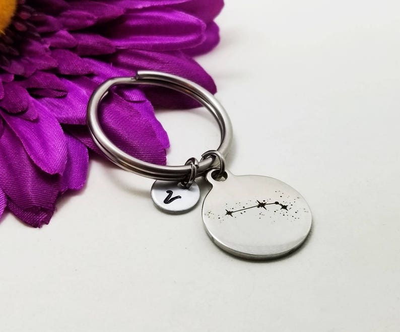 Aries Keychain Zodiac Key Chain Initial Keychain | Etsy