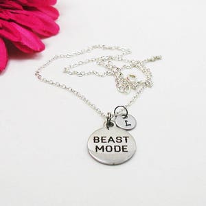 Beast Mode Necklace, Fitness Necklace, Initial Necklace, Motivational ...