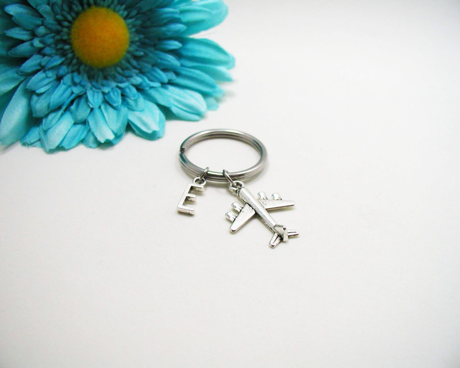 Airplane Keychain Airplane Key Chain Initial Keychain - Etsy