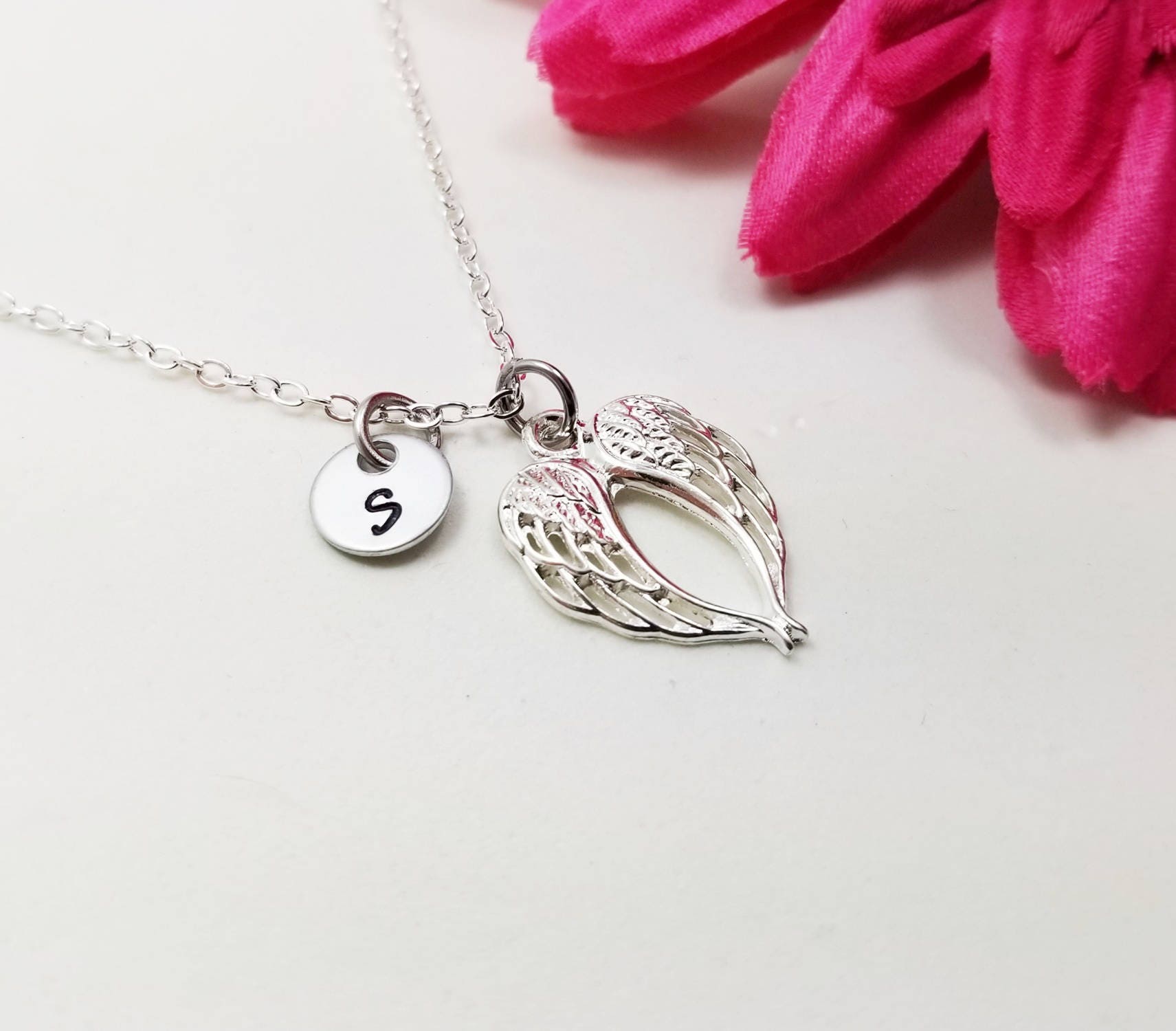 Angel Wing Necklace, Guardian Angel Pendant, Inspirational Jewelry ...