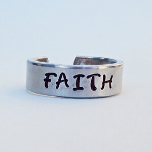 Faith Ring, Personalized Ring, Inspirational Ring, Hand Stamped Ring ...