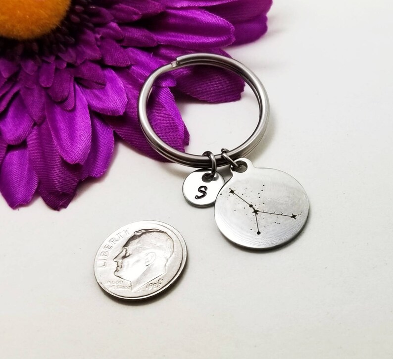Cancer Keychain Zodiac Keychain Initial Keychain | Etsy