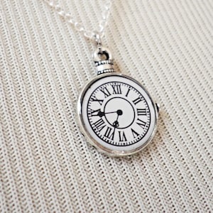 Clock Necklace, Charm Necklace, Tiny Necklace, Delicate Necklace, Watch ...
