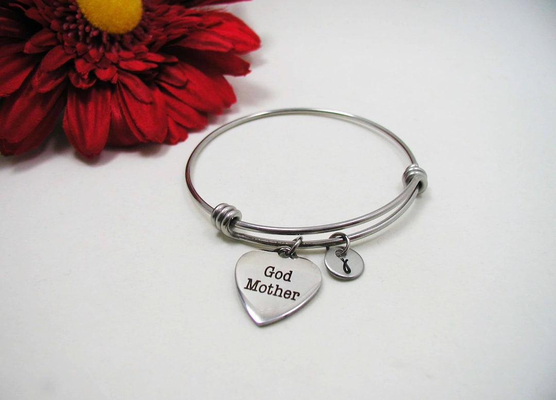 God Mother Bracelet, Silver God Mother Charm, Initial Charm Bracelet ...