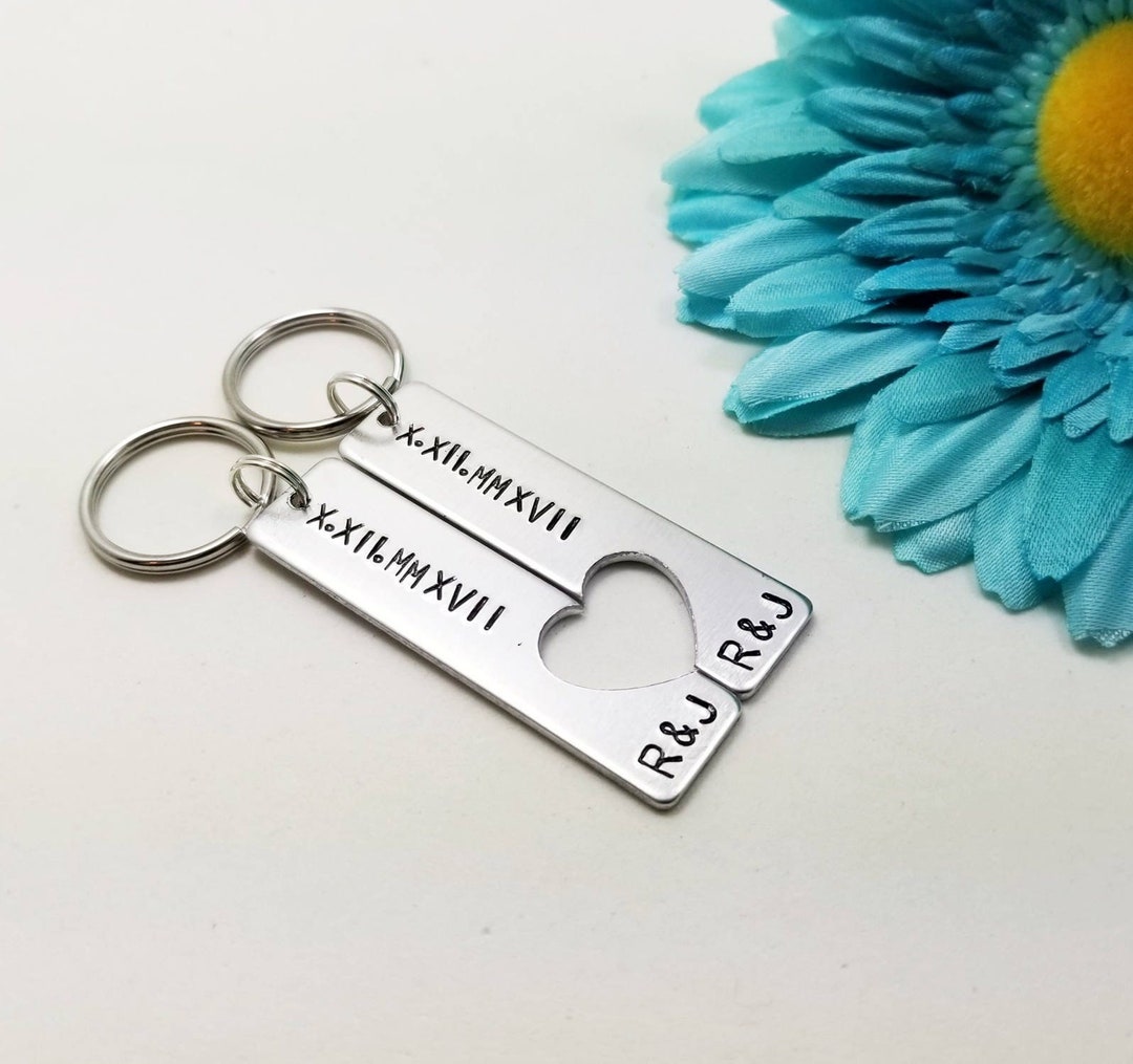 Roman Numeral Keychains, Engraved Keychains, Anniversary Keychain Gift ...