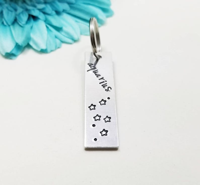 Aquarius Keychain, Custom Keychain, Constellation Keychain, Rectangle ...