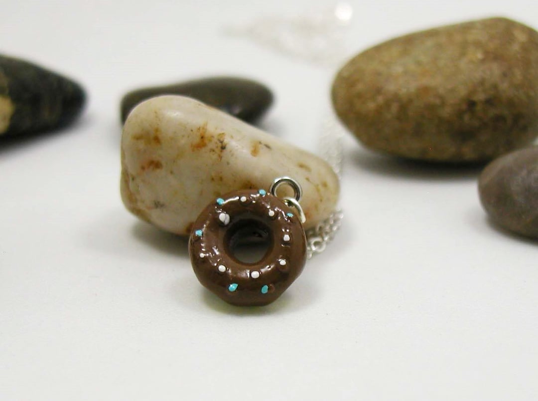 Doughnut Necklace, Donut Pendant, Baking Gift, Chocolate Doughnut Charm ...