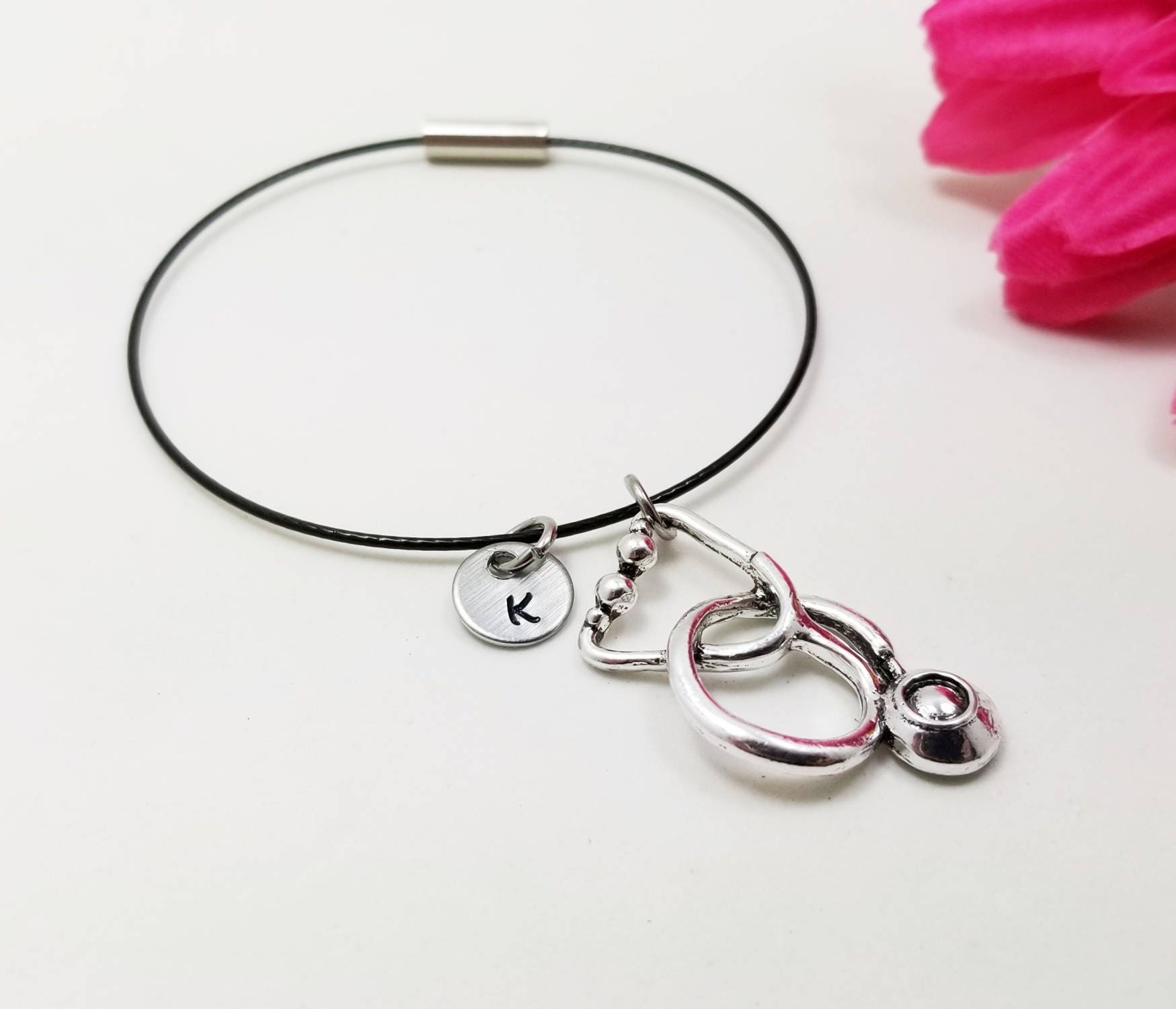 Stethoscope Bangle, Stethoscope Bracelet, Initial Bracelet ...