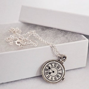 Clock Necklace, Charm Necklace, Tiny Necklace, Delicate Necklace, Watch ...