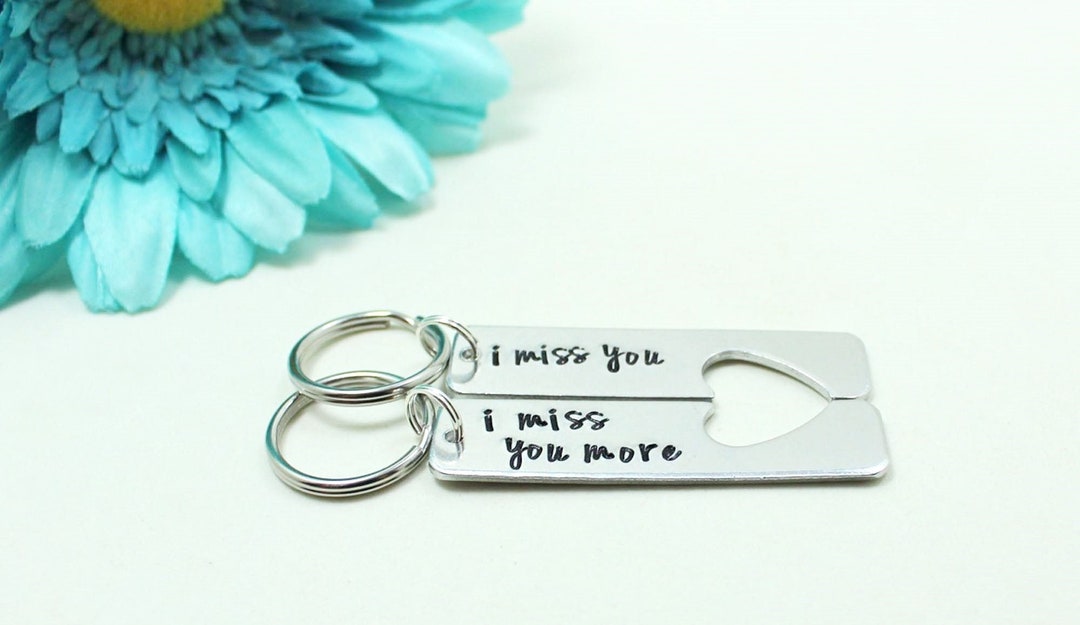 I Miss You Keychain, I Miss You More Keychain, Engraved Keychains ...