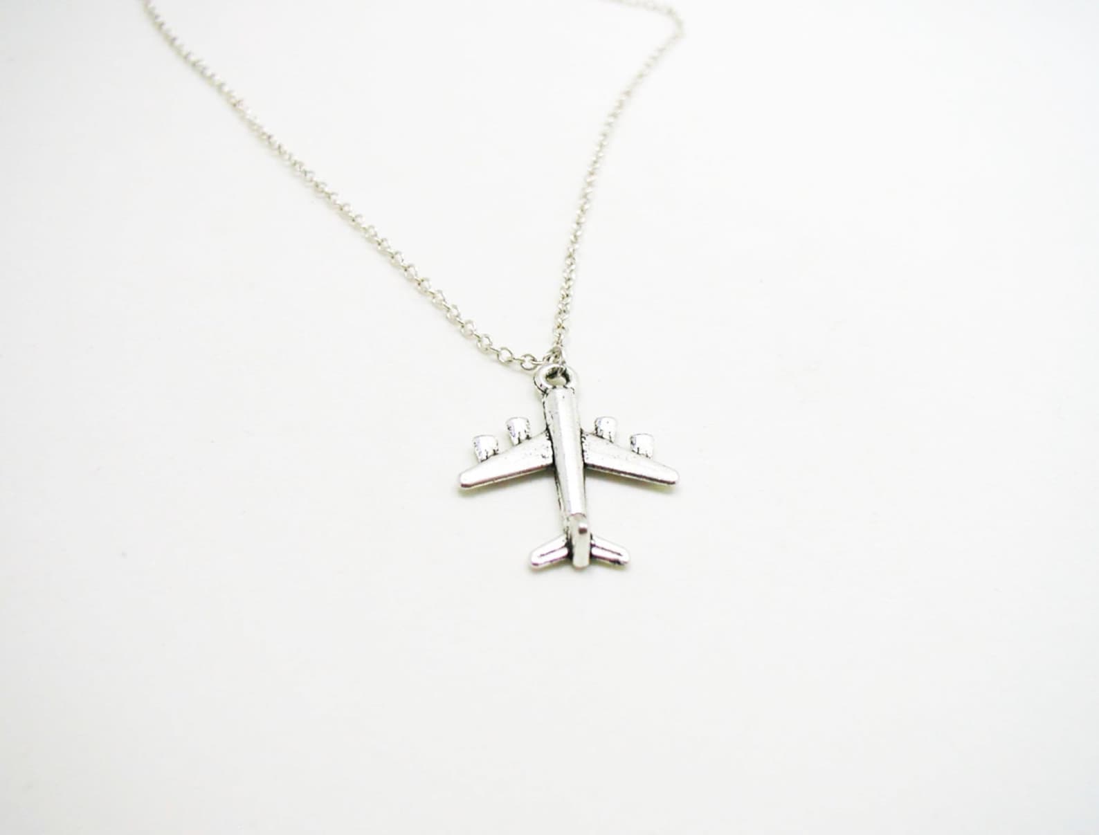 Airplane Necklace Airplane Pendant Silver Airplane Plane | Etsy