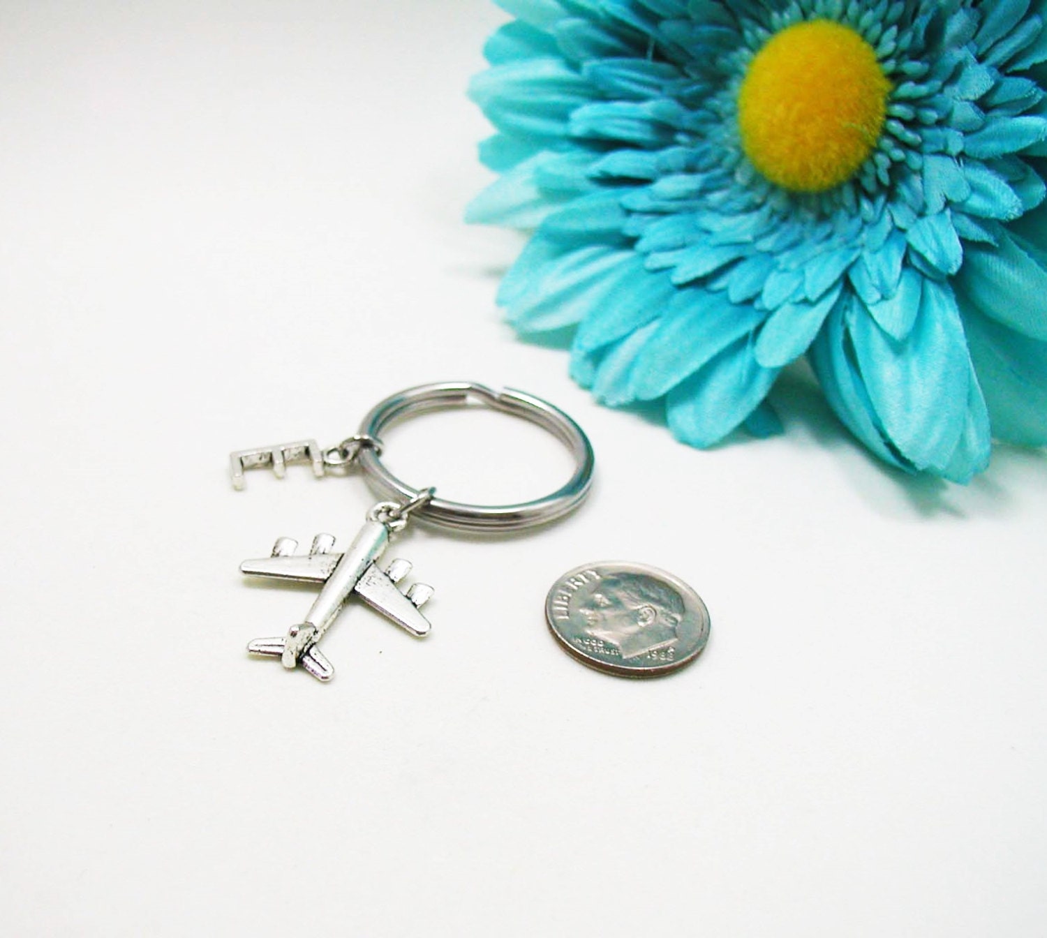 Airplane Keychain Airplane Key Chain Initial Keychain - Etsy