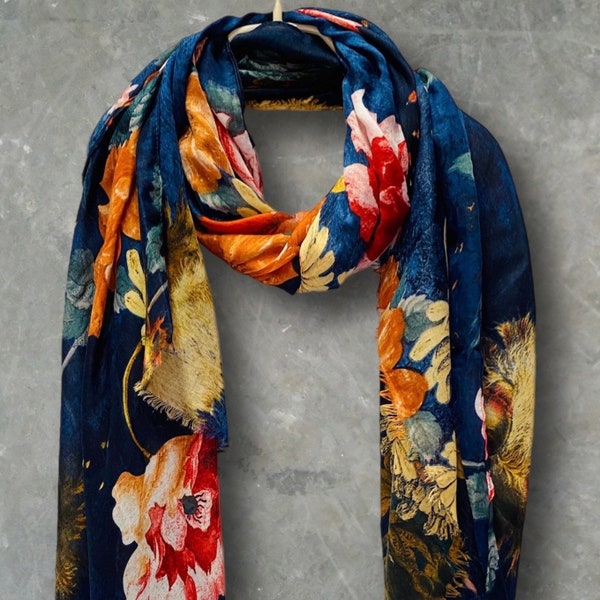 Scarf With Flowers - Etsy