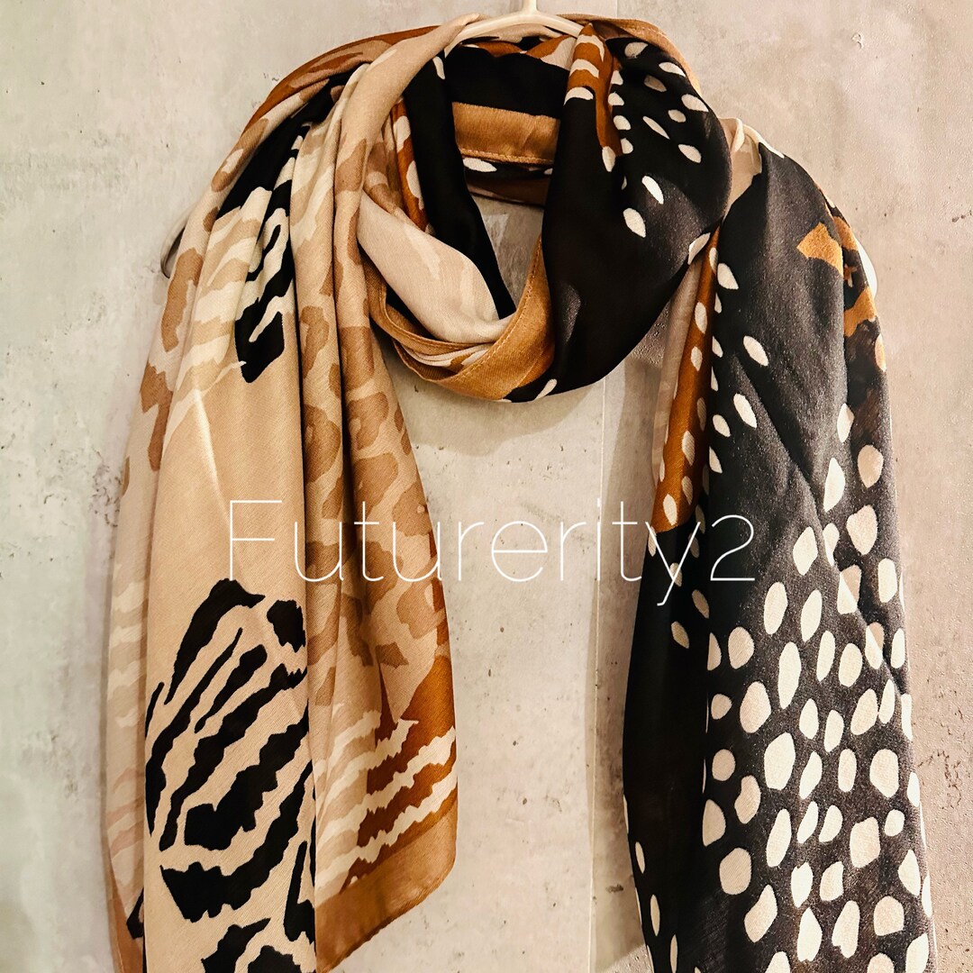 ECO Friendly African Animals Skin Texture Organic Cotton Brown Scarf ...