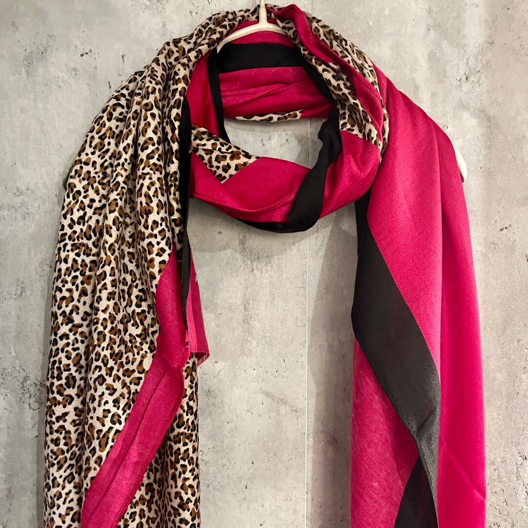 Leopard X Plain Pink Cotton Scarf – A Stylish and Versatile Gift for ...
