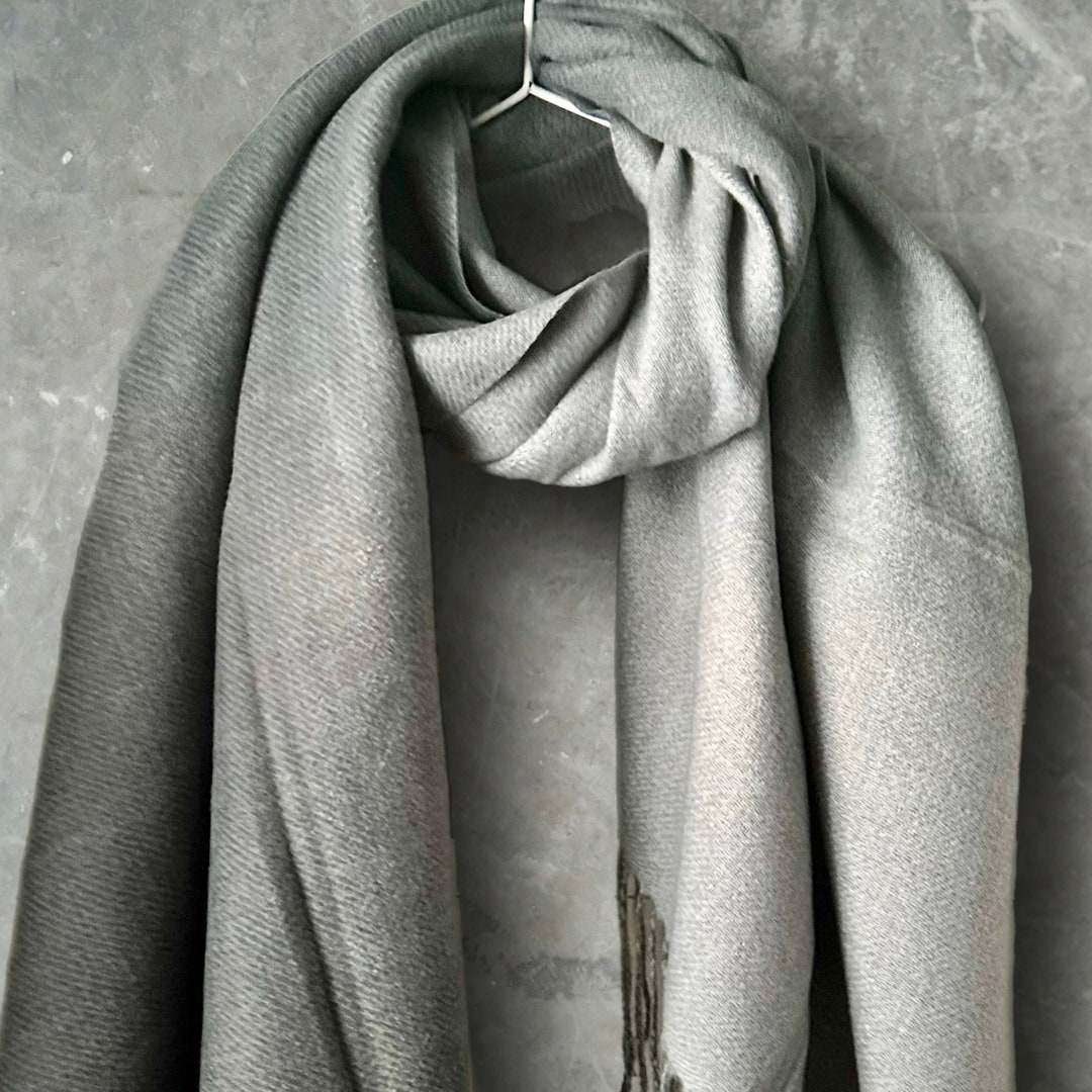 Two-toned Grey Double-sided Cashmere Scarf,unisex Winter Scarf for Men ...
