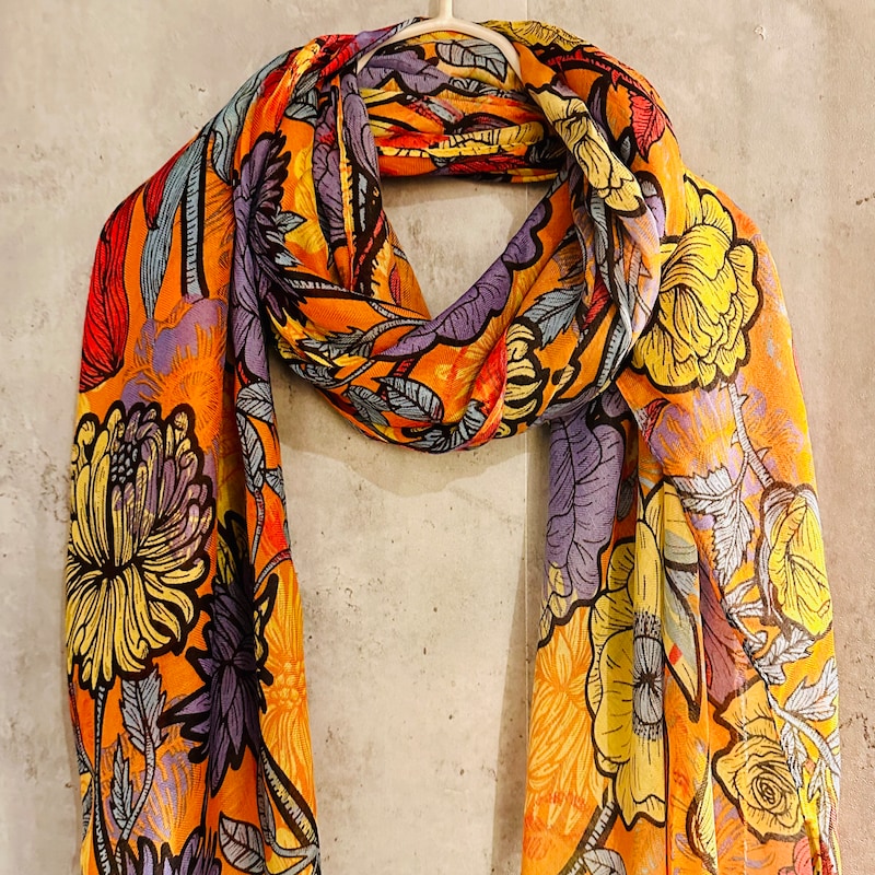 Scarf With Flowers - Etsy