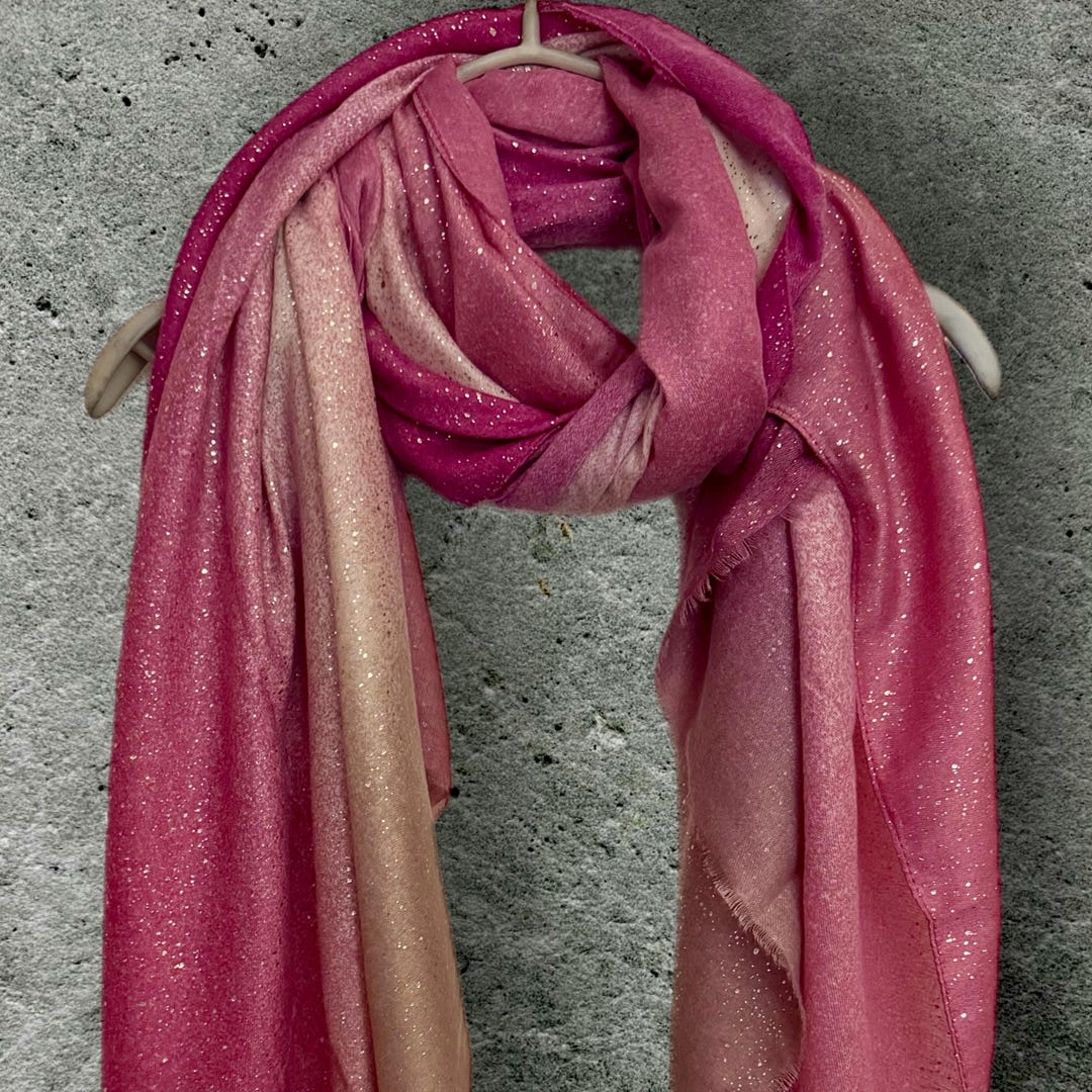 Fuchsia Pink Gradient Shimmering Scarf,great for Evening Parties ...