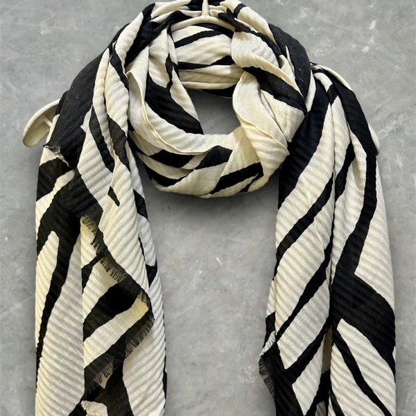 Black Striped Scarf - Etsy