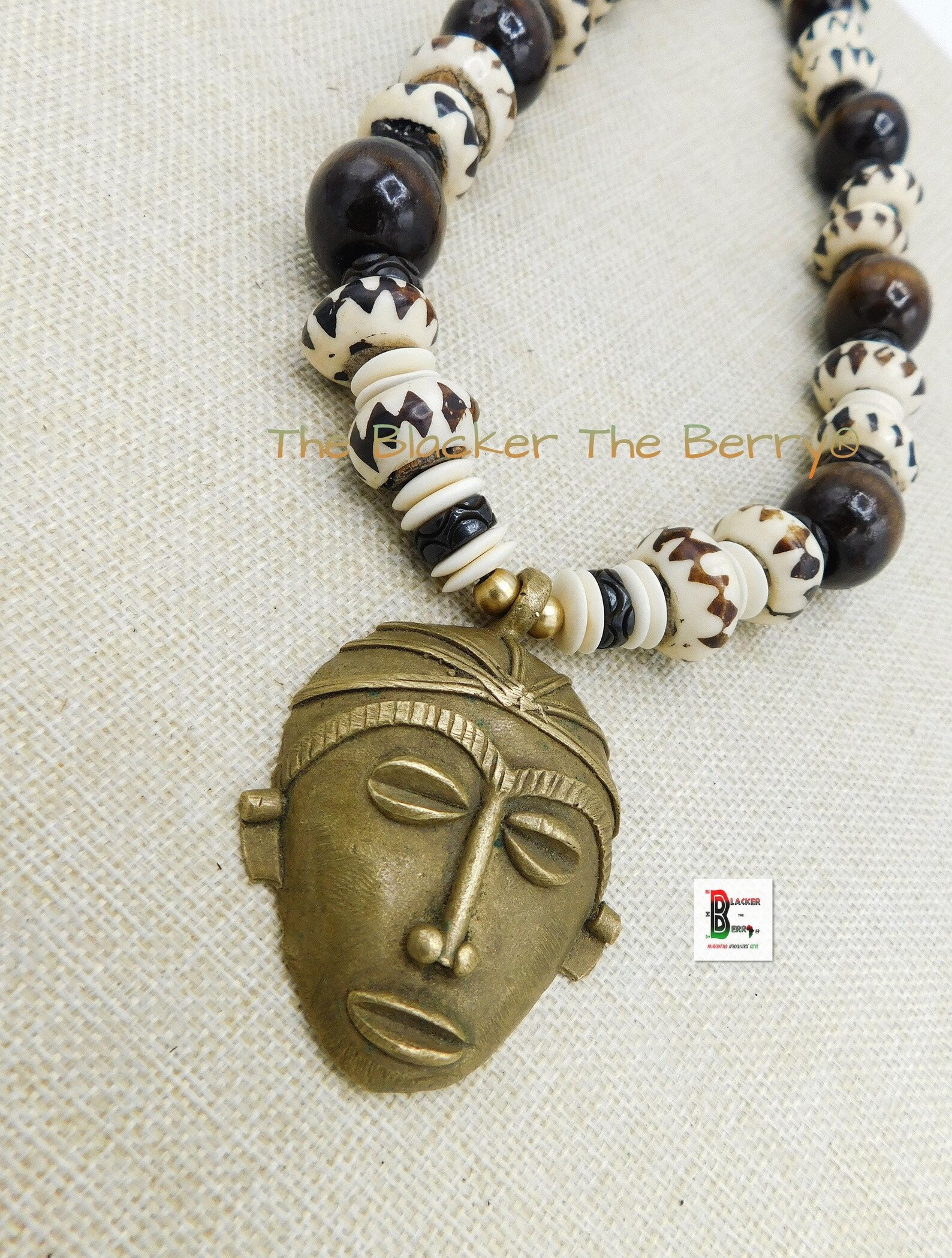 Large African Mask Necklace Jewelry Afrocentric Tribal White - Etsy