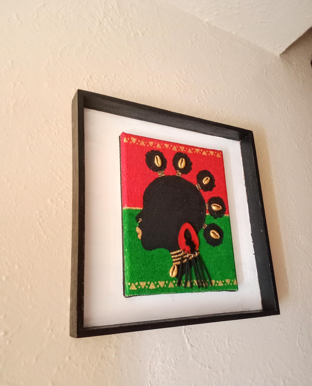 Bantu Knot African Women Painting Red Black Green Gold Handmade Wall ...