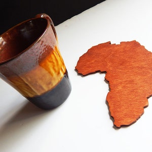 Africa Coasters Set of 4 Natural Wood African Home Decor Africa Shaped ...