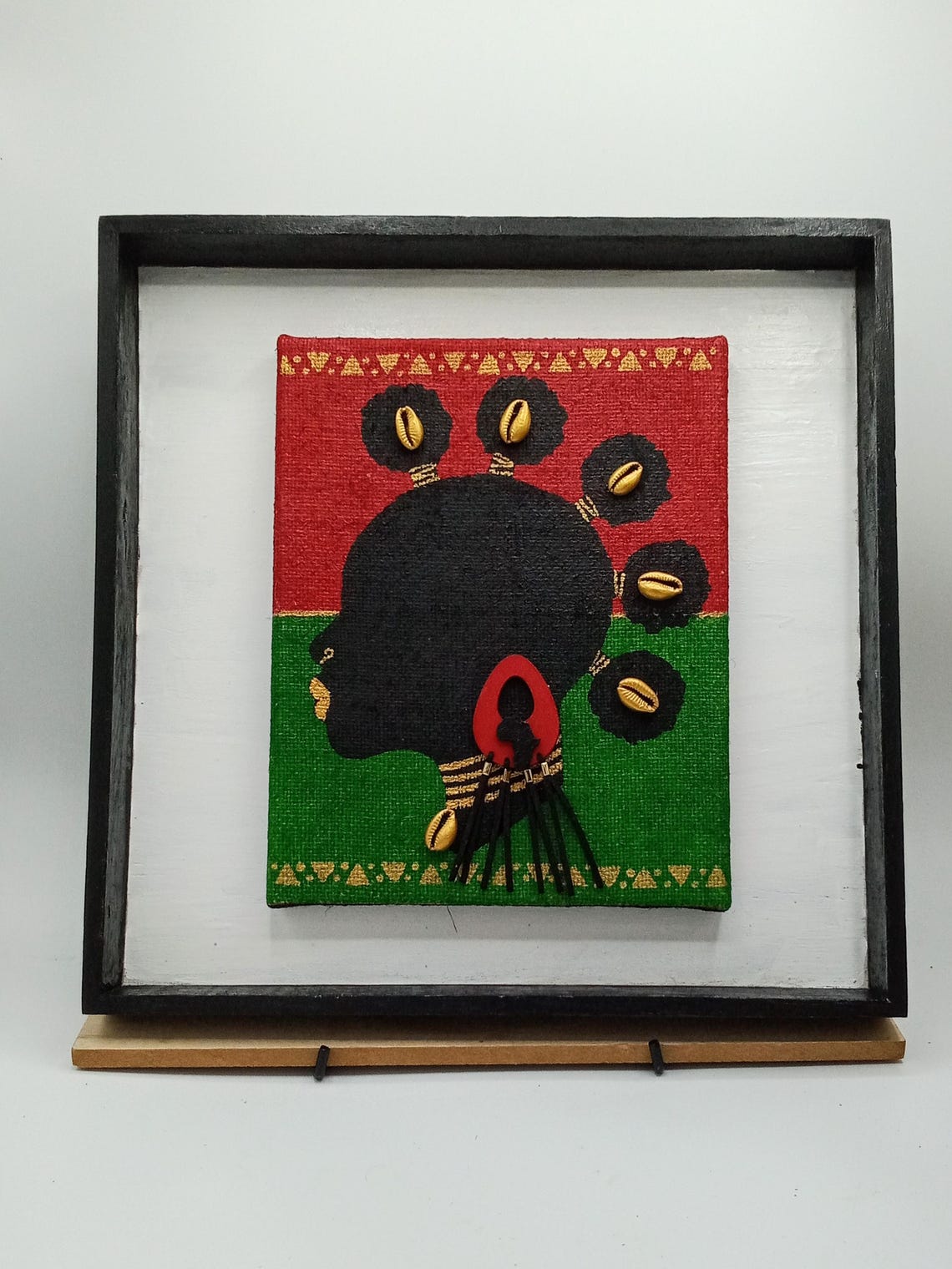 Bantu Knot African Women Painting Red Black Green Gold Handmade Wall ...