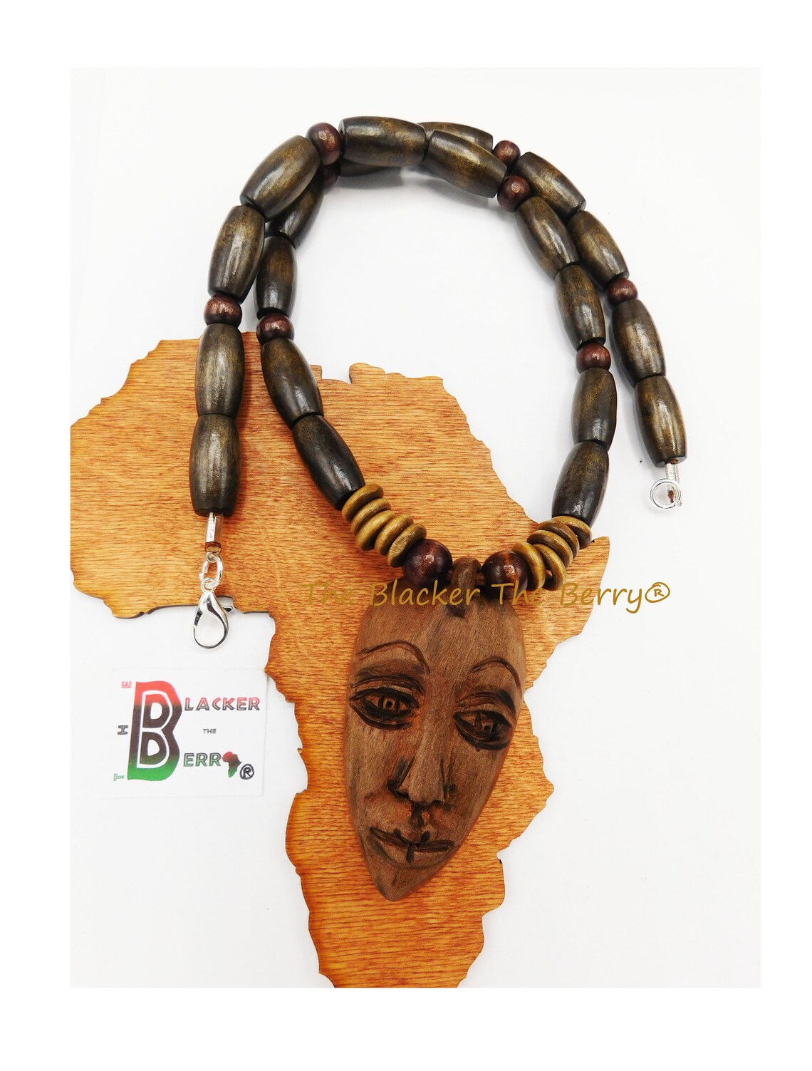 Wooden African Necklace Jewelry Beaded Ethnic Men Face | Etsy