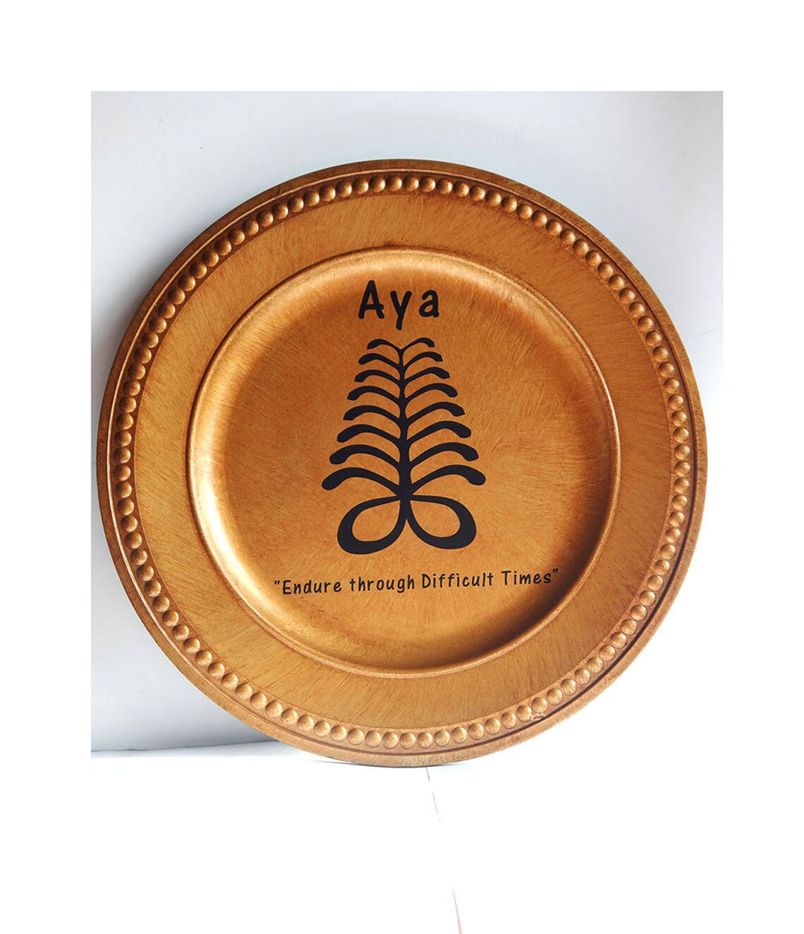 African Charger Plate Aya Fern Gold Acrylic 13 Inch Decorative Plate ...