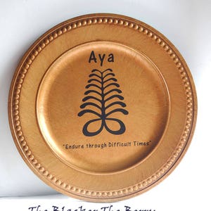 African Charger Plate Aya Fern Gold Acrylic 13 Inch Decorative Plate ...